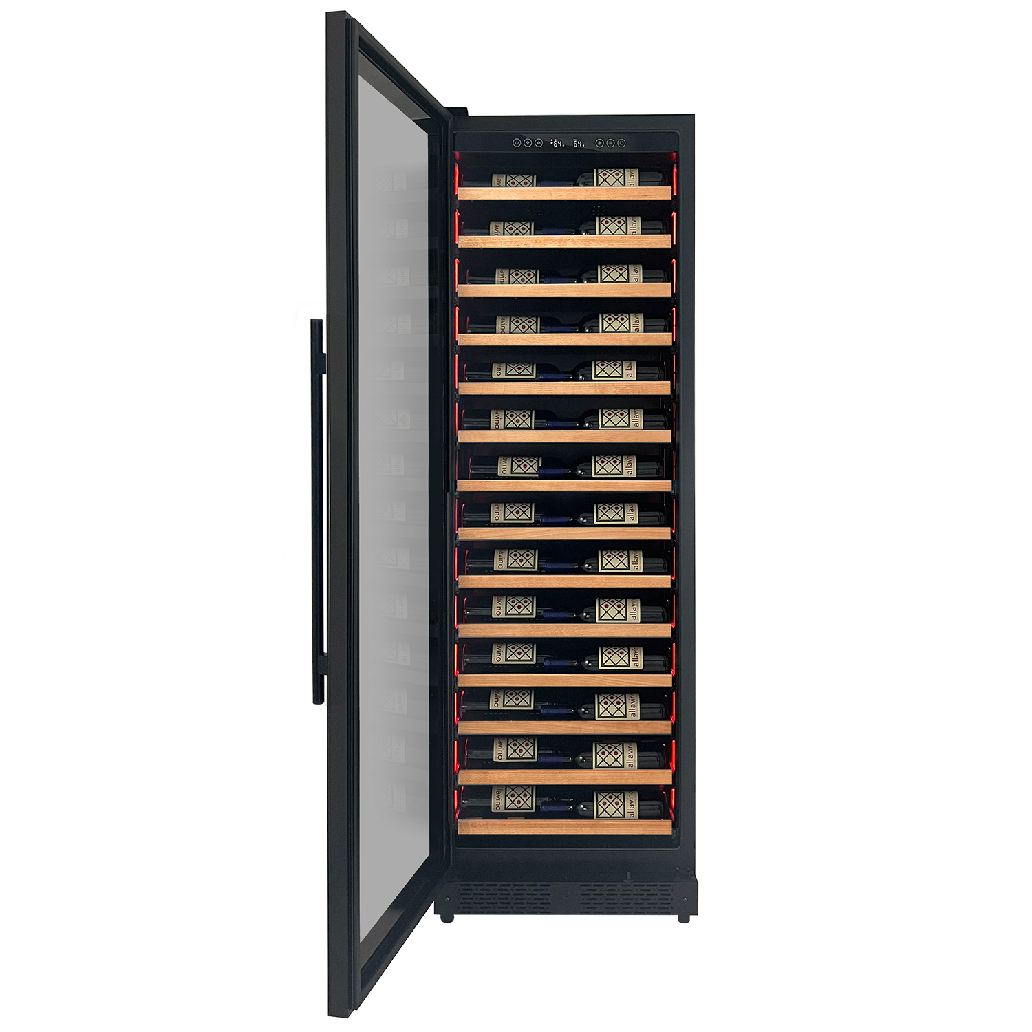 Allavino VSW6771S-1BL-WD Single Zone Left Hinge Black Shallow Wine ...
